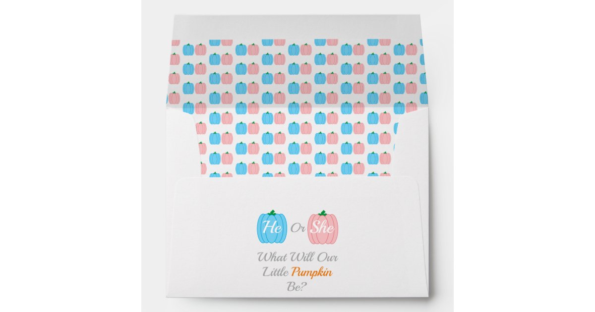 Pumpkin Fall Gender Reveal Envelope | Zazzle