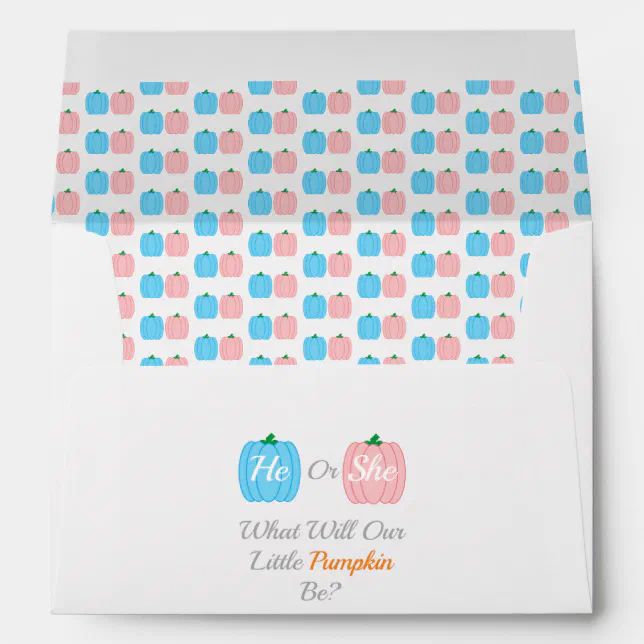 Pumpkin Fall Gender Reveal Envelope | Zazzle
