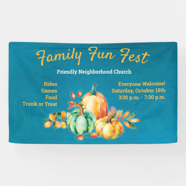 Pumpkin Fall Harvest Community Festival Banner | Zazzle