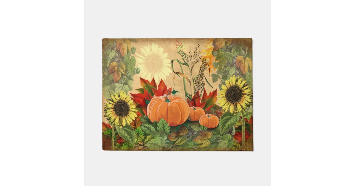 Pumpkin Fall Harvest Doormat | Zazzle