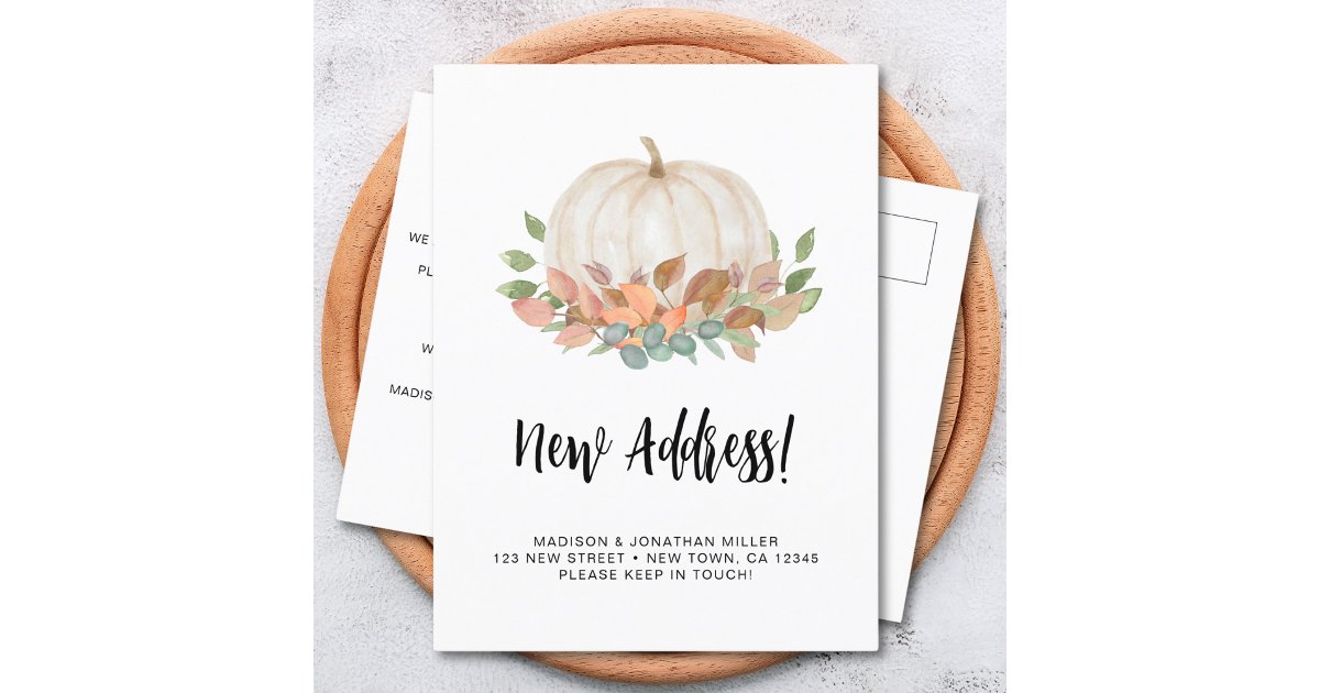 Pumpkin Fall Moving Announcement Postcard | Zazzle