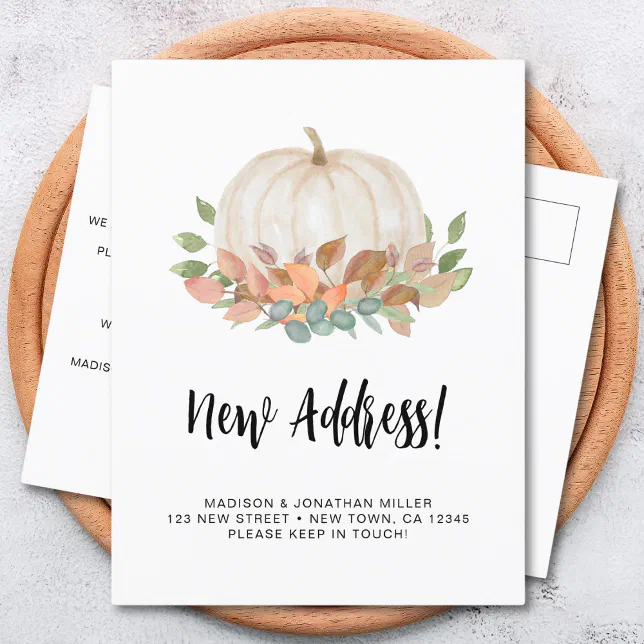 Pumpkin Fall Moving Announcement Postcard | Zazzle