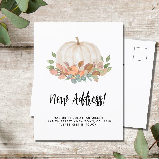 Pumpkin Fall Moving Announcement Postcard | Zazzle