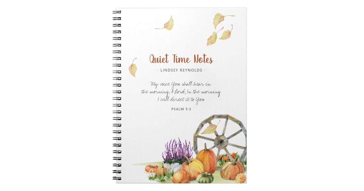 Pumpkin Fall Rustic Monogram Quiet Time Notebook | Zazzle