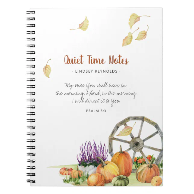 Pumpkin Fall Rustic Monogram Quiet Time Notebook | Zazzle