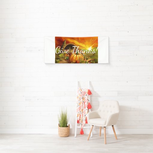 pumpkin field cornucopia banner | Zazzle