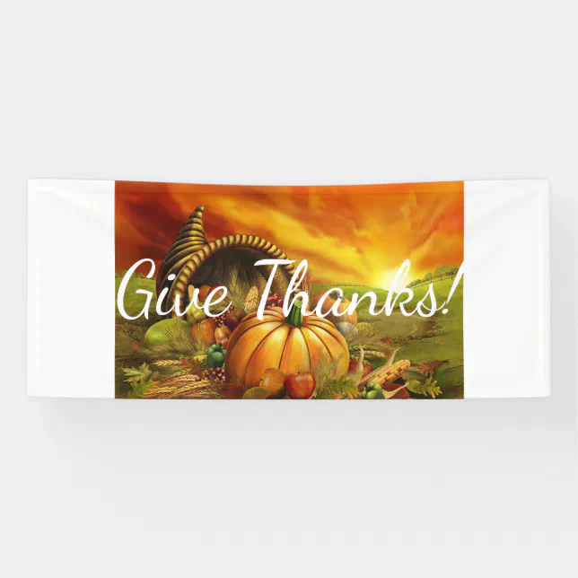 pumpkin field cornucopia banner | Zazzle
