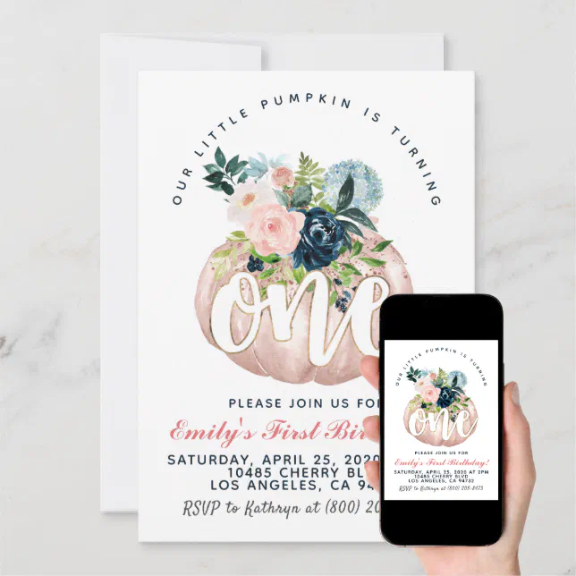 Pumpkin First Birthday Invitation | Zazzle
