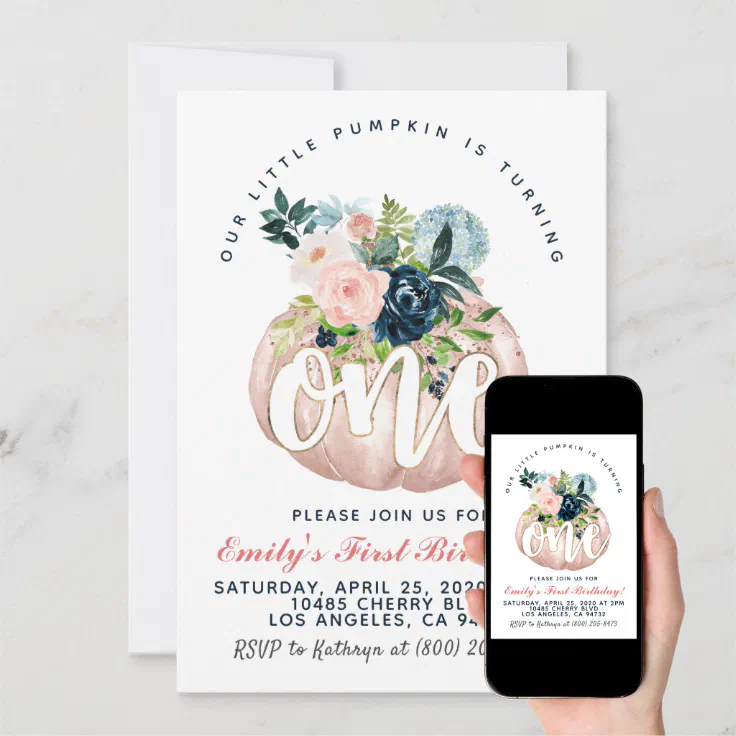 Pumpkin First Birthday Invitation | Zazzle