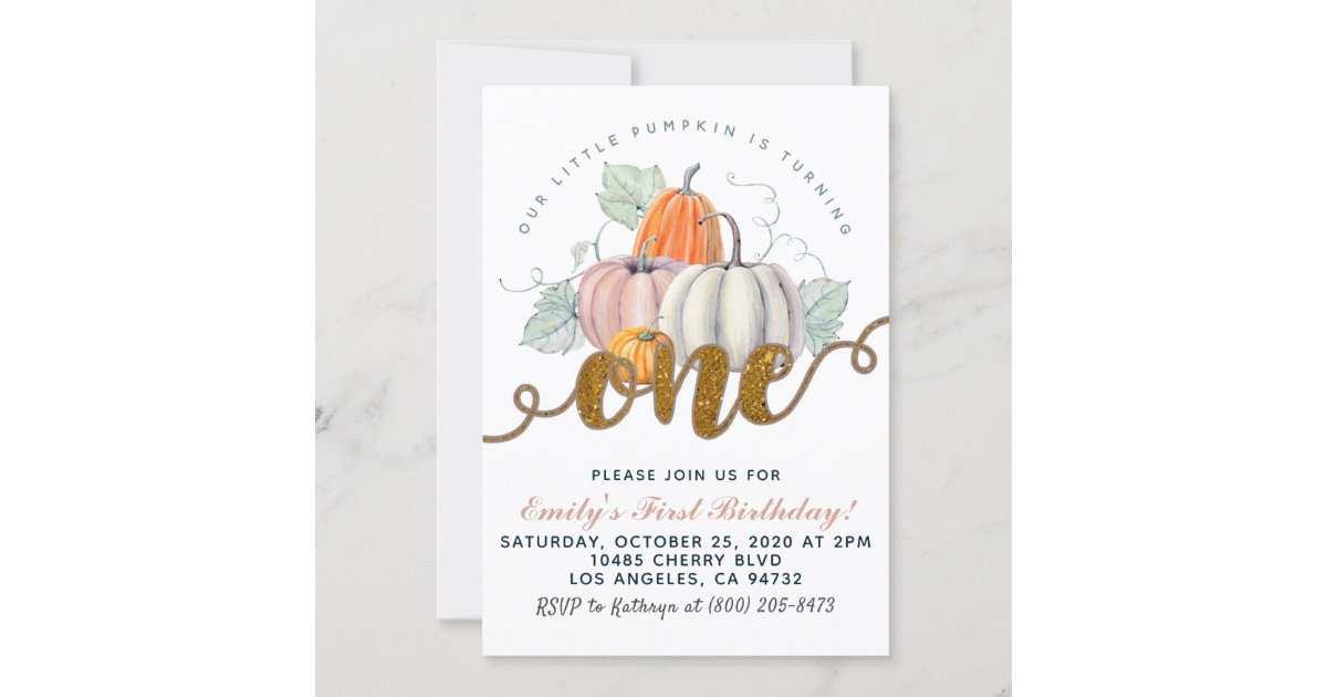 Pumpkin First Birthday Invitation | Zazzle