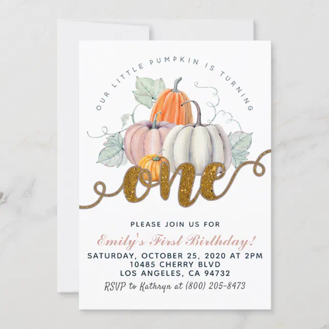 Pumpkin First Birthday Invitation | Zazzle