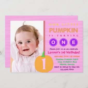 Pumpkin First Birthday Invitation | Zazzle