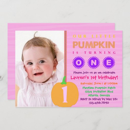 Pumpkin First Birthday Invitation | Zazzle