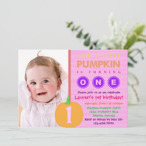 Pumpkin First Birthday Invitation | Zazzle