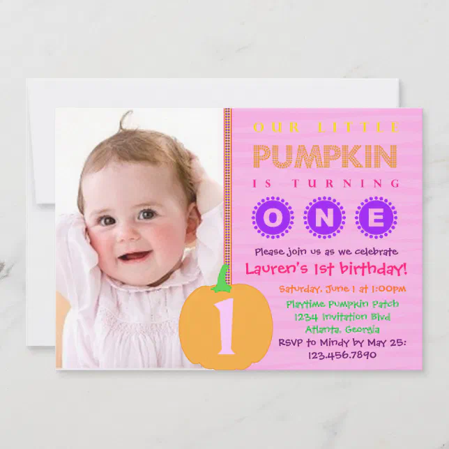 Pumpkin First Birthday Invitation | Zazzle