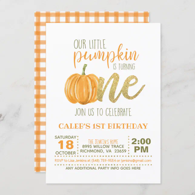 Pumpkin First Birthday Invitation - Boy #3 | Zazzle