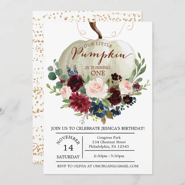 Pumpkin First Birthday Invitation - Fall Birthday | Zazzle