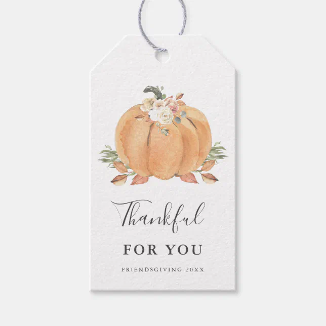 Pumpkin Friendsgiving Thanksgiving Thankful Gift Tags | Zazzle