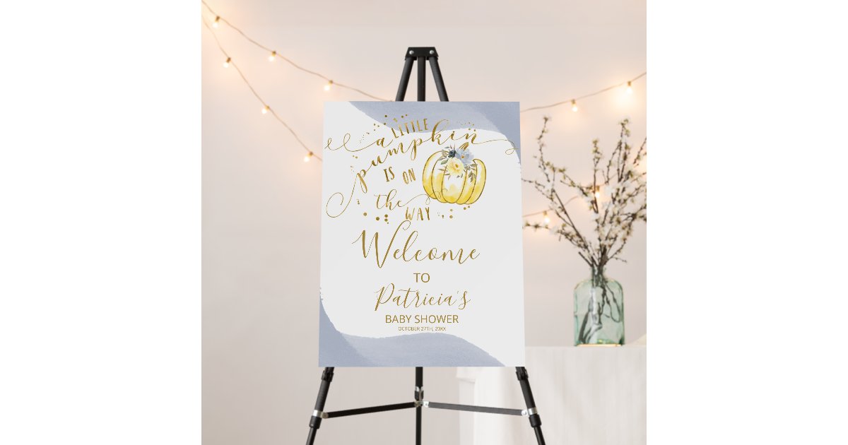 Pumpkin Gender Neutral Baby Shower Welcome Sign | Zazzle