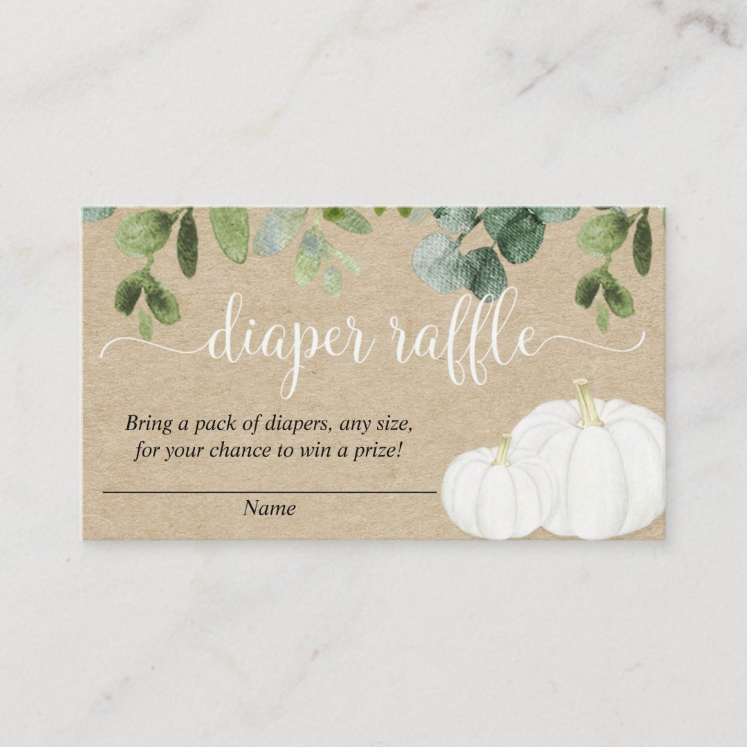 Pumpkin gender neutral fall diaper raffle cards | Zazzle