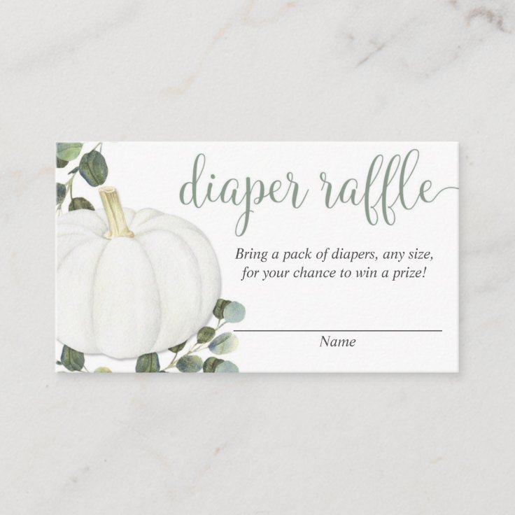 Pumpkin gender neutral fall diaper raffle cards | Zazzle