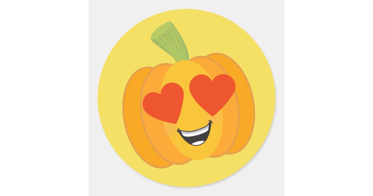 Pumpkin Heart Eyes Classic Round Sticker | Zazzle