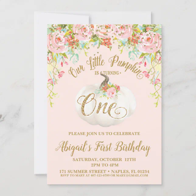Pumpkin Invitation, Pumpkin First Birthday Invitation | Zazzle