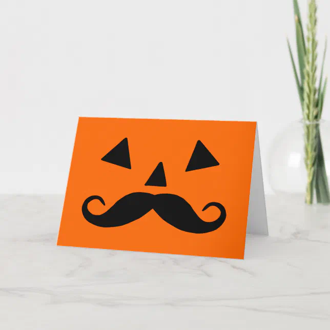 Pumpkin Moustache Card | Zazzle