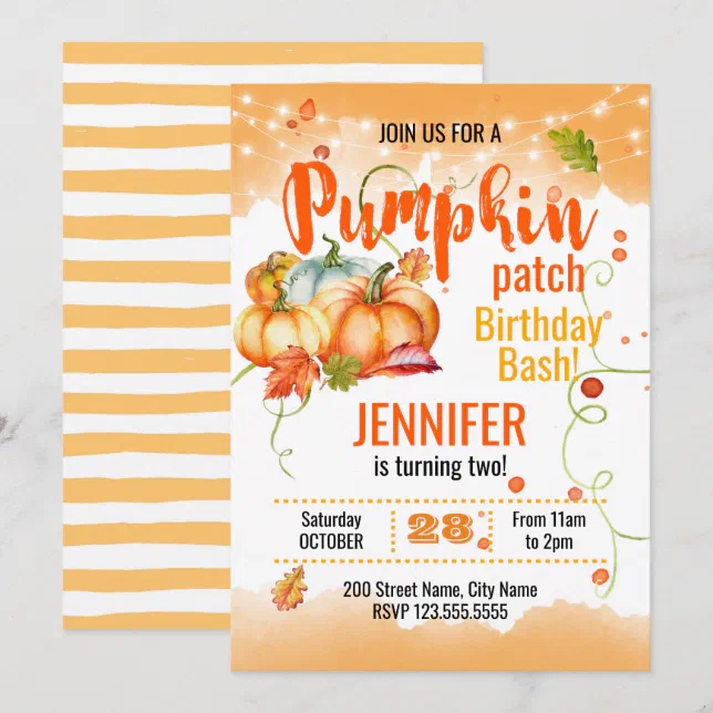 Pumpkin Patch Birthday Bash Invitation | Zazzle