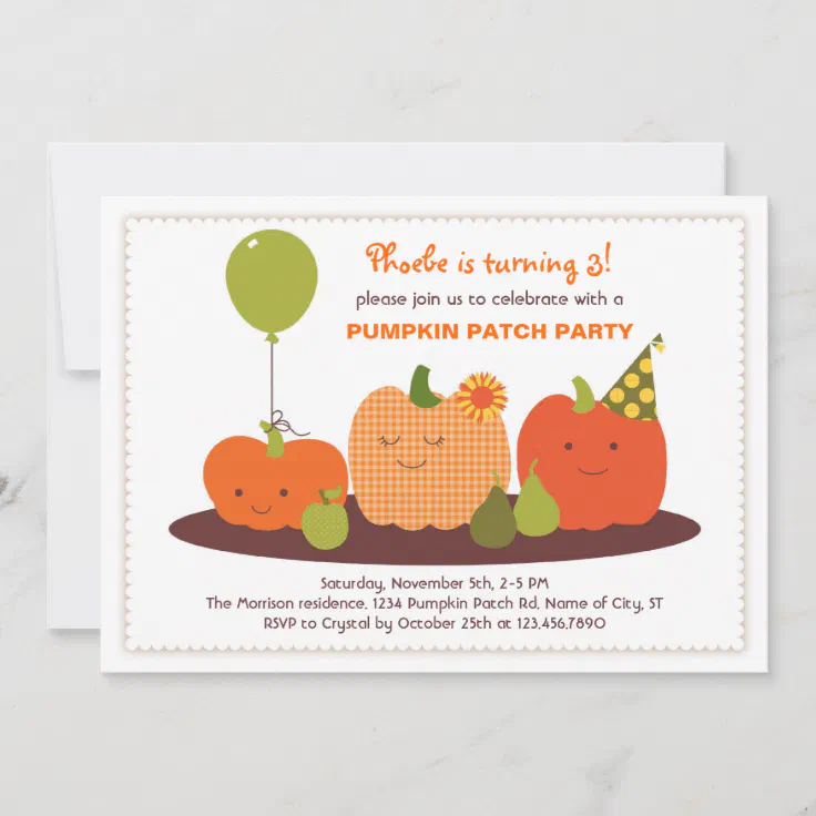 Pumpkin Patch Birthday Invitation | Zazzle