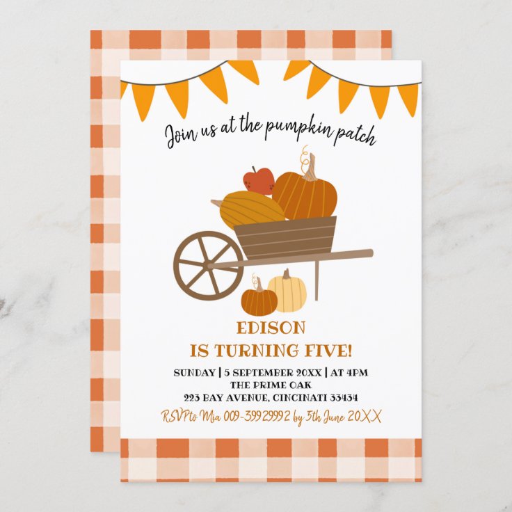 Pumpkin Patch Birthday Invitation | Zazzle