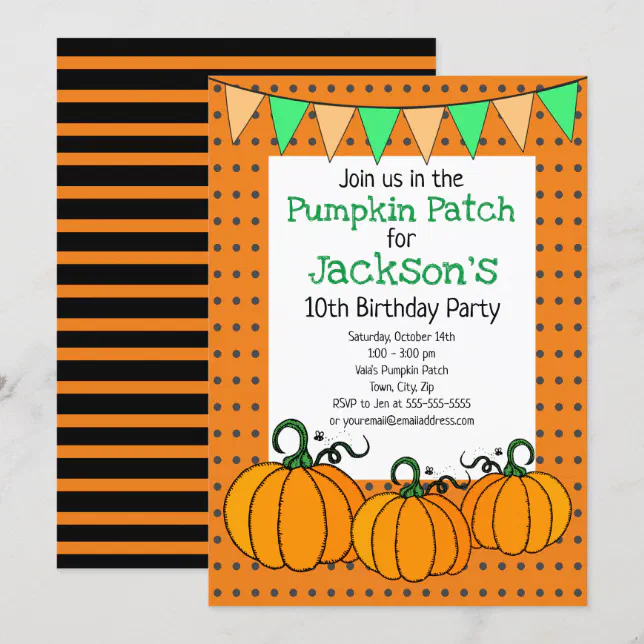 Pumpkin Patch Birthday Party Invitation | Zazzle