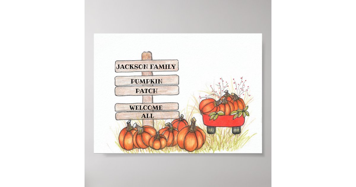 Pumpkin Patch Family Name Poster | Zazzle