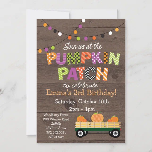 Pumpkin Patch Party Invitation | Zazzle