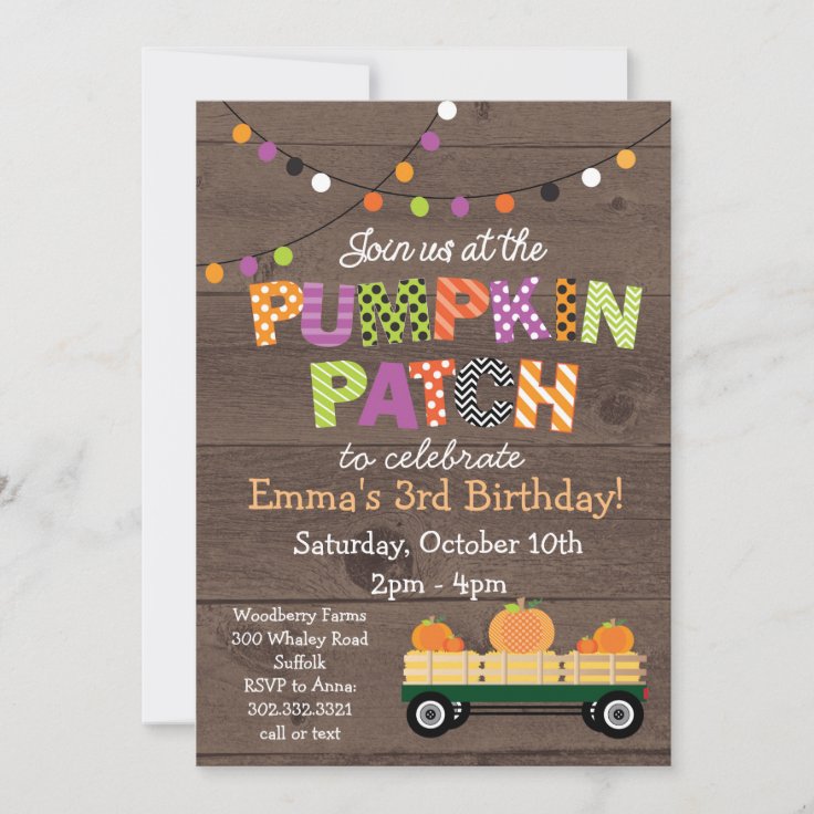 Pumpkin Patch Party Invitation | Zazzle