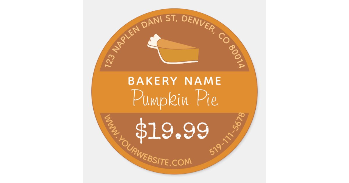 Pumpkin Pie Bakery Sticker | Zazzle
