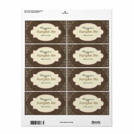 Pumpkin Pie Labels, Custom Template Label | Zazzle
