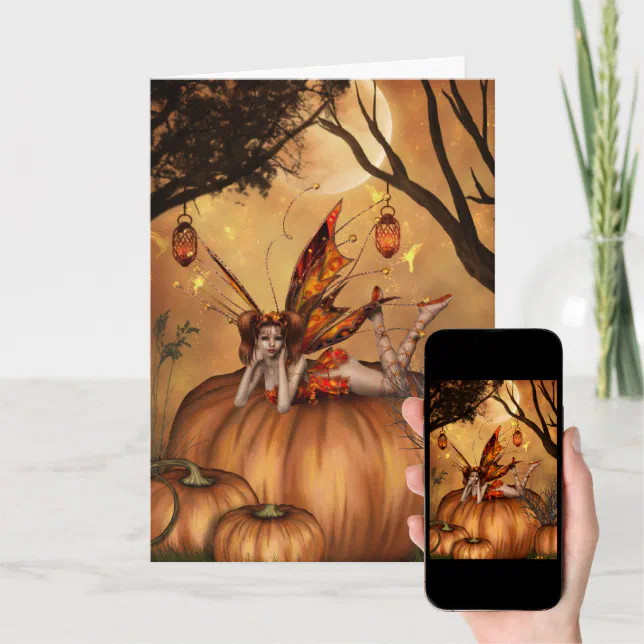 Pumpkin Pixie Card | Zazzle