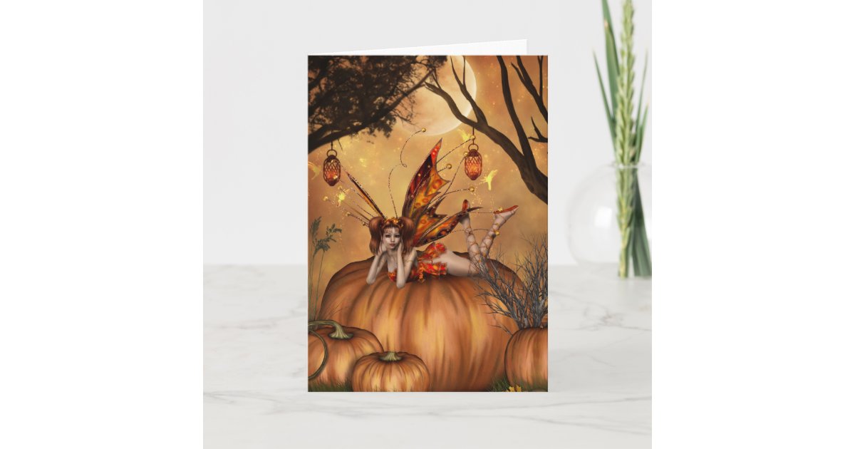 Pumpkin Pixie Card | Zazzle