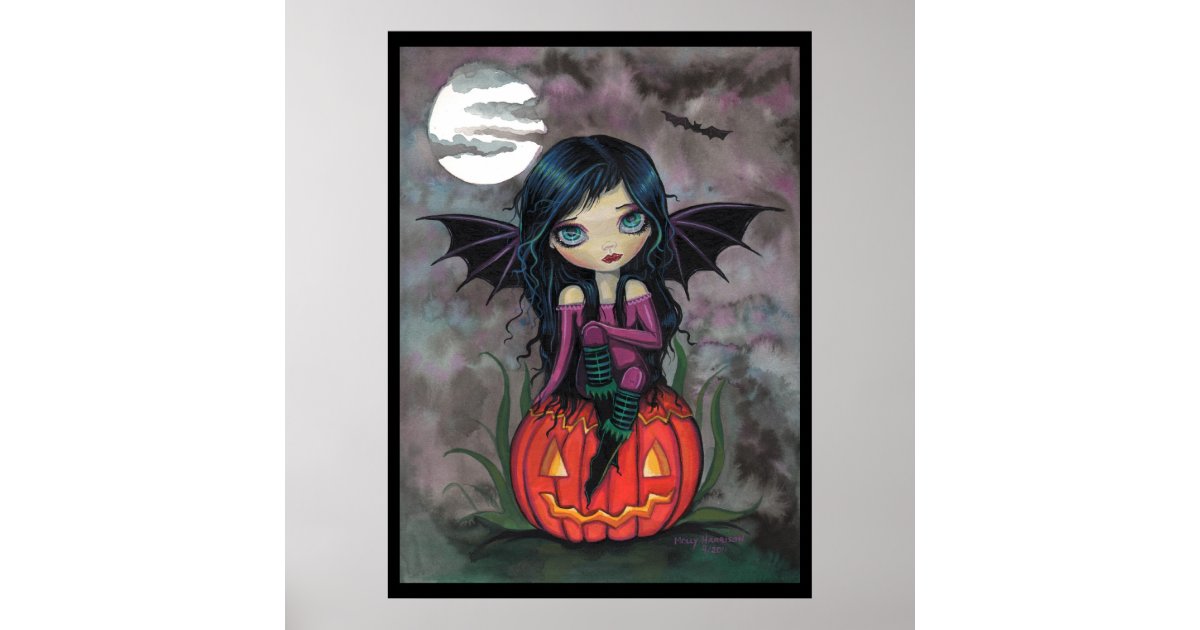 Pumpkin Pixie Halloween Cute Vampire Poster | Zazzle