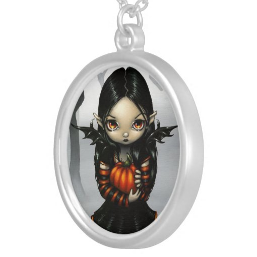 Pumpkin Pixie NECKLACE gothic fairy halloween | Zazzle