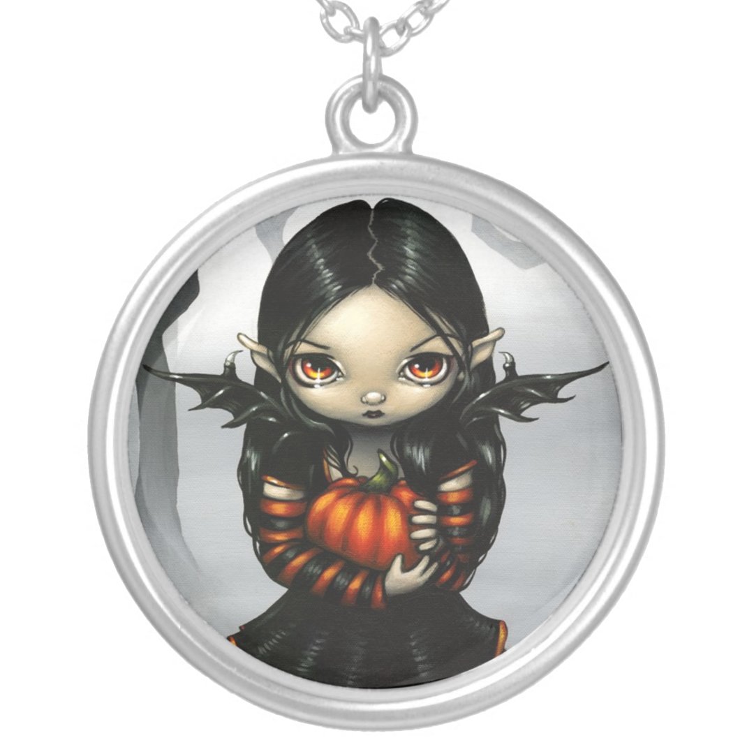 Pumpkin Pixie NECKLACE gothic fairy halloween | Zazzle