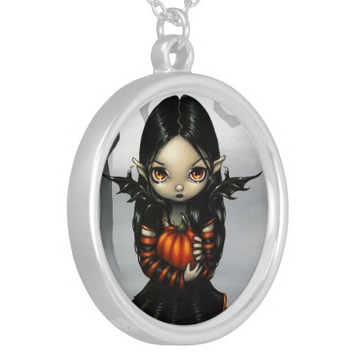 Pumpkin Pixie NECKLACE gothic fairy halloween | Zazzle