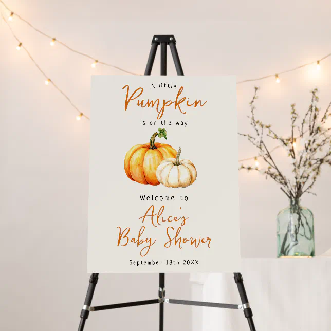 Pumpkin Rustic Fall Baby Shower Welcome Sign | Zazzle