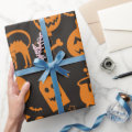 Pumpkin Skull Ghost Spooky Halloween Pattern Wrapping Paper | Zazzle