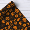 Pumpkin Skull Ghost Spooky Halloween Pattern Wrapping Paper | Zazzle