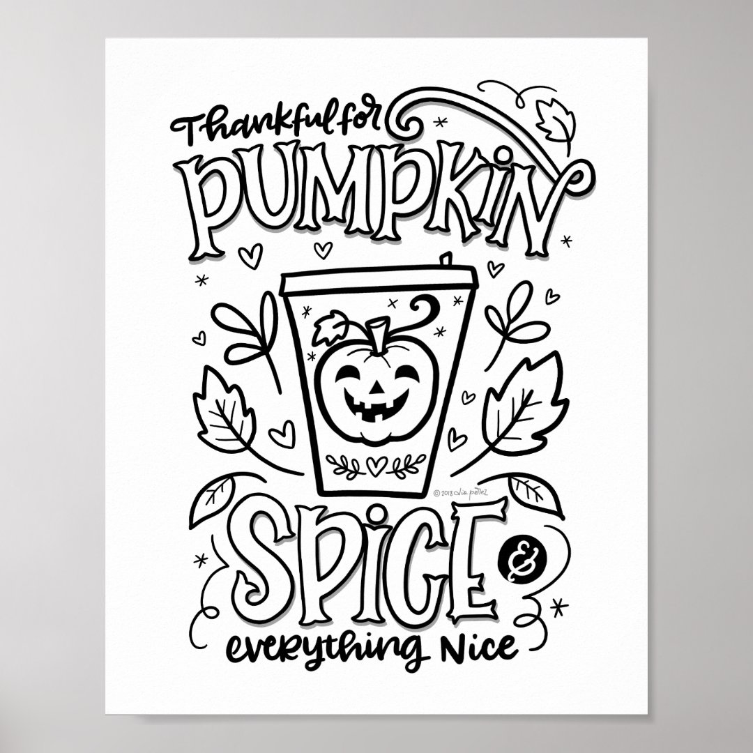 Pumpkin Spice Coloring Page Poster | Zazzle