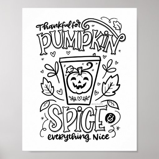 Pumpkin Spice Coloring Page Poster | Zazzle