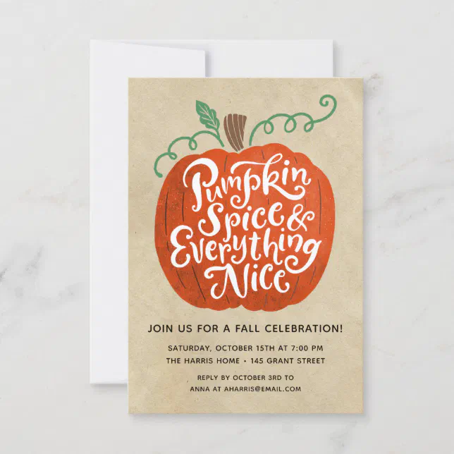 Pumpkin Spice Fall Party Invitation | Zazzle