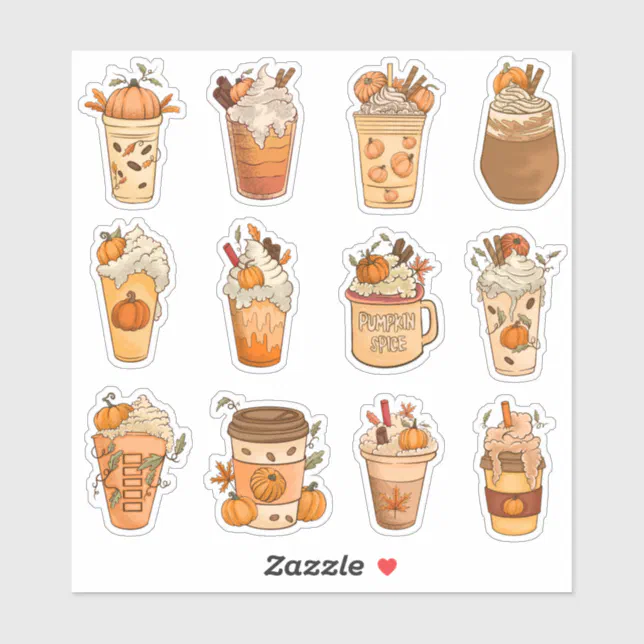 Pumpkin Spice Latte Stickers Pack | Zazzle